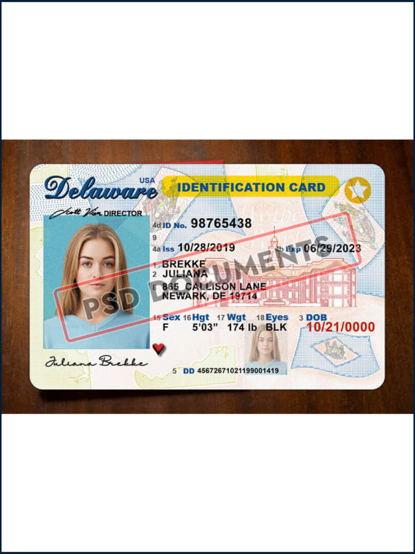 Delaware Identification Card PSD Template | PSD Documents