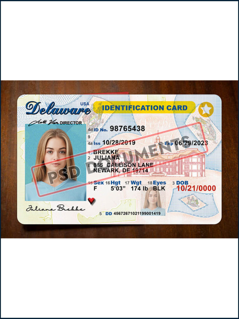 Delaware Identification Card PSD Template | PSD Documents