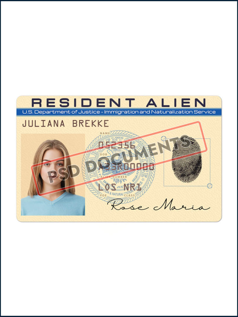 Resident Alien USA Green card V1 | PSD Documents