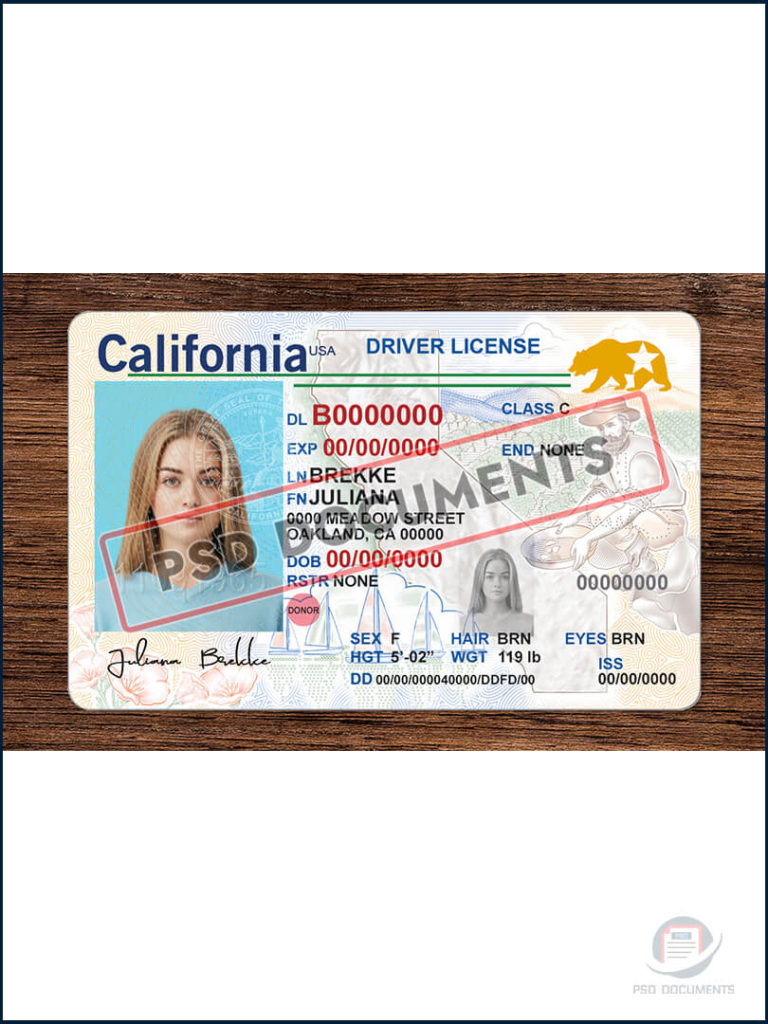 California Driving License Template (V1) | PSD Documents