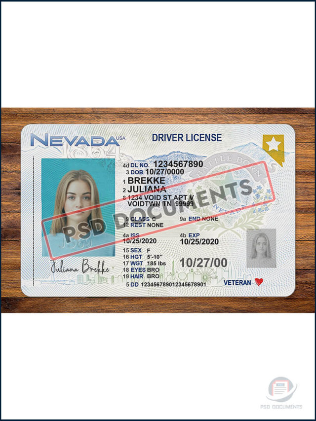 Nevada Driver License PSD Template (V2) | PSD Documents