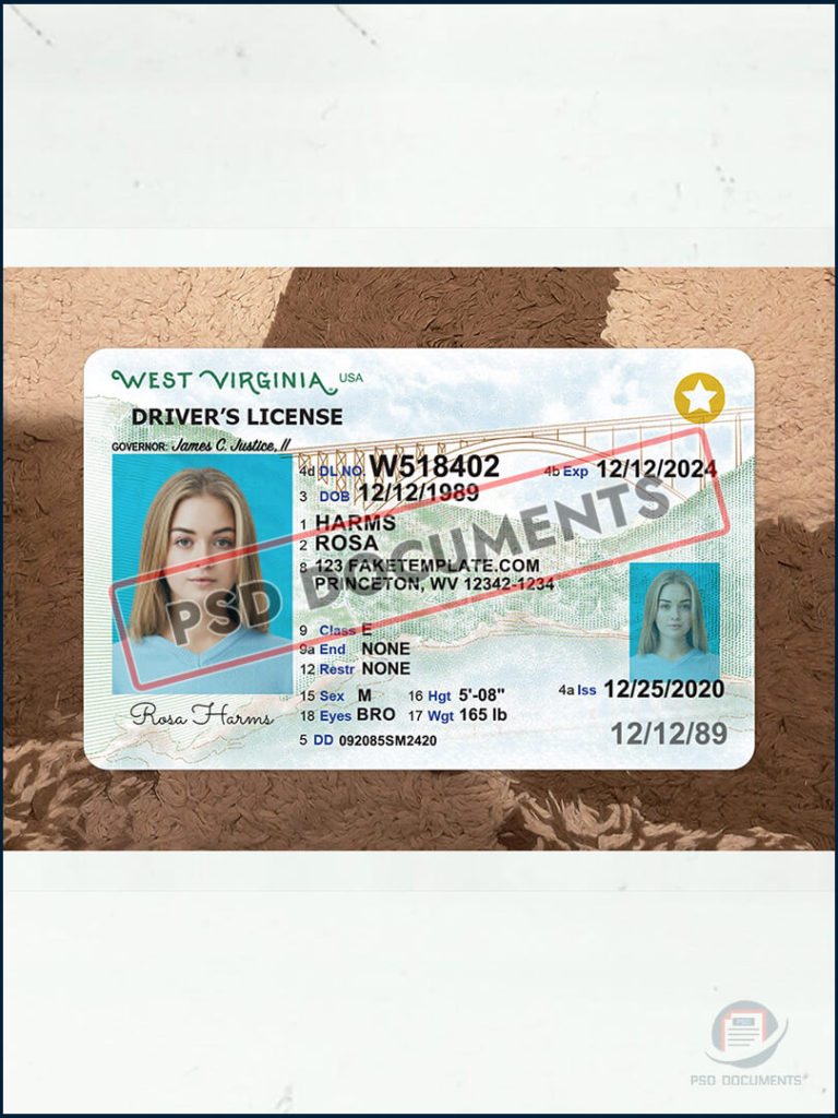 West Virginia Driver License Template (V2) | PSD Documents