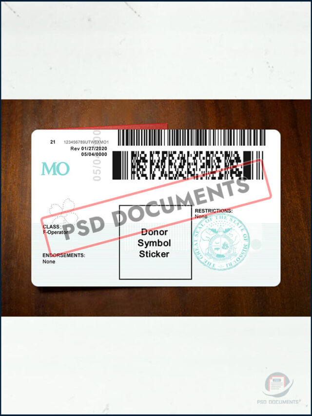 Missouri Driving License PSD Template (V2) | PSD Documents