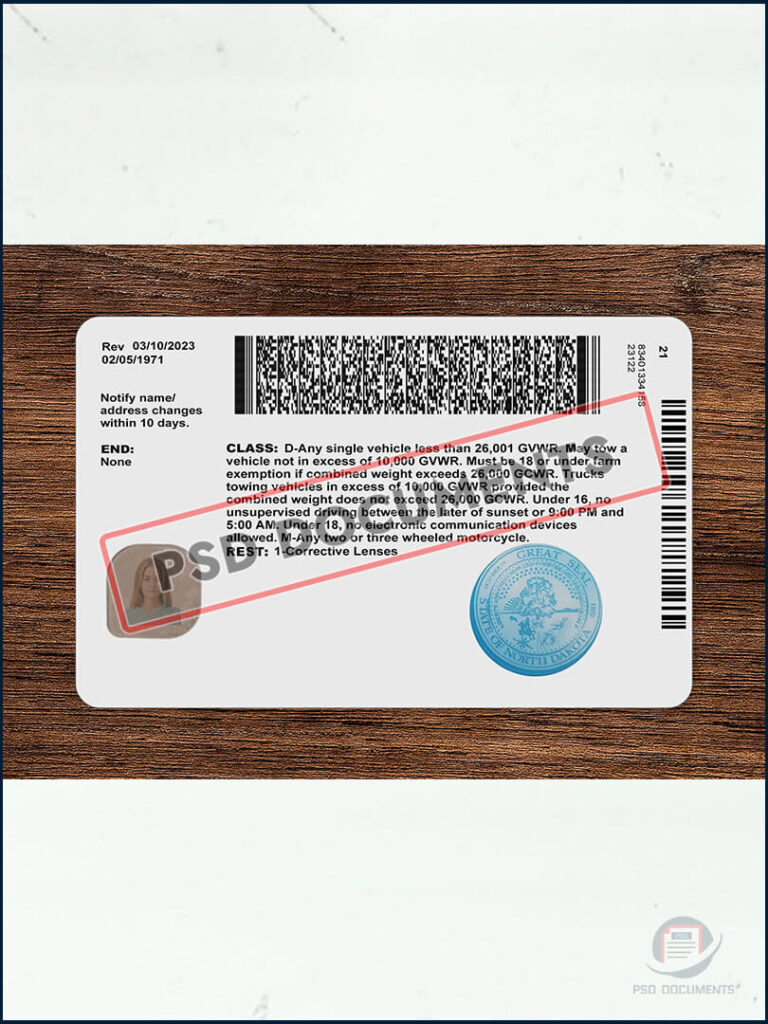 North Dakota Driver License Template New (V2) | PSD Documents
